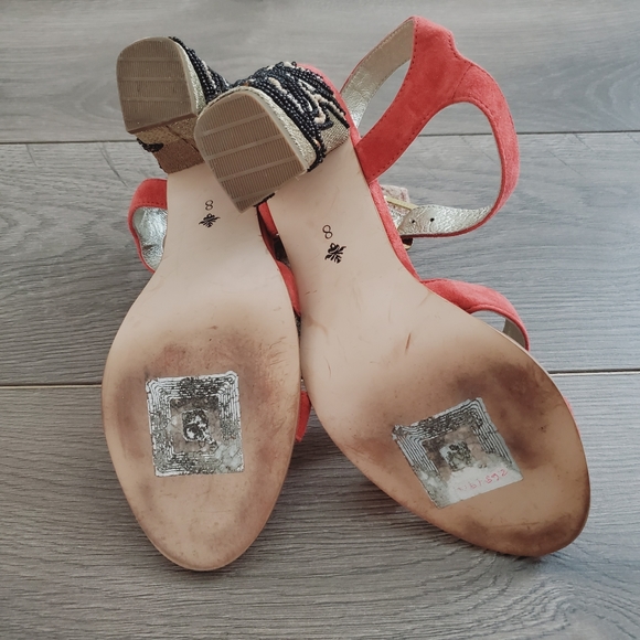 Miss Albright | Shoes | Anthro Miss Albright Suede Beaded Strap Heels 8 ...